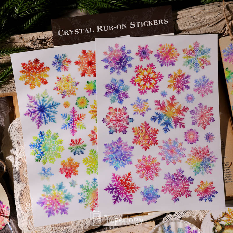 Mori Prismatic Snowflakes Crystal Rub-on Stickers - Taperlogy