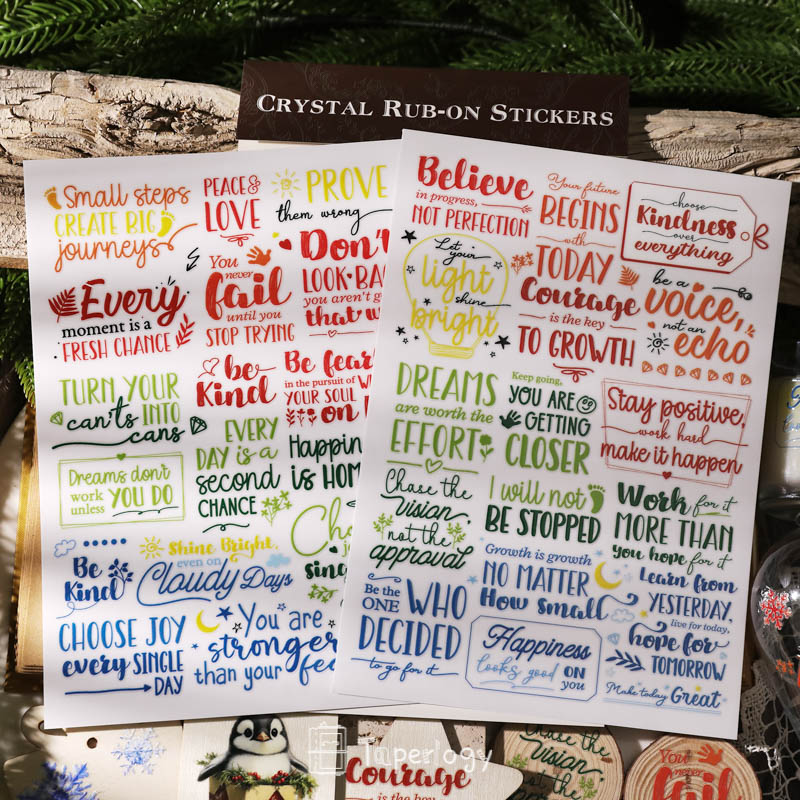 Yori Inspirational Quotes Crystal Rub-on Stickers - Taperlogy