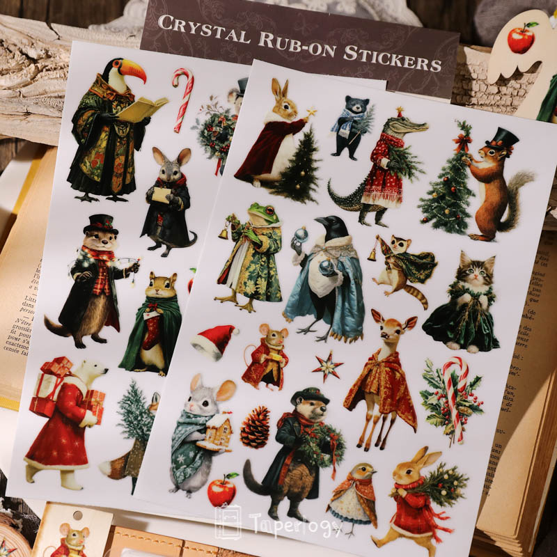 Tino Christmas Animal Party Crystal Rub-on Stickers - Taperlogy