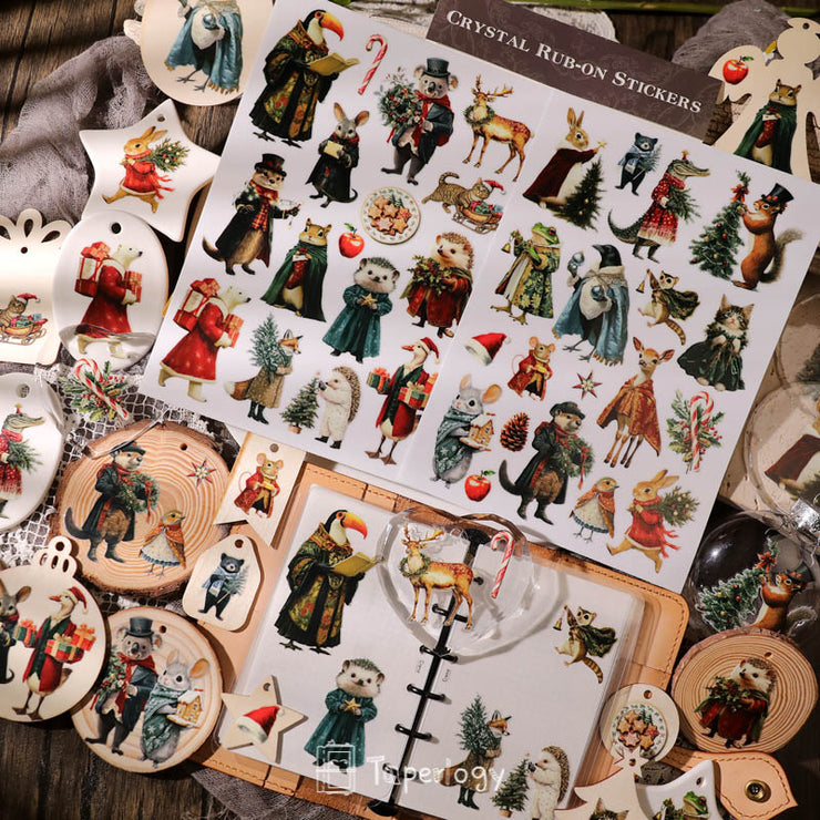 Tino Christmas Animal Party Crystal Rub-on Stickers - Taperlogy