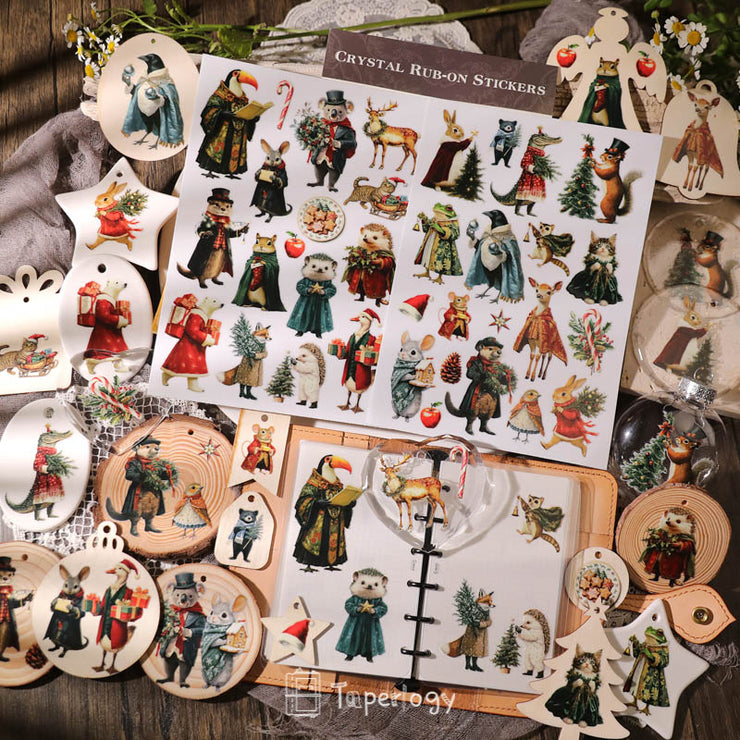 Tino Christmas Animal Party Crystal Rub-on Stickers - Taperlogy