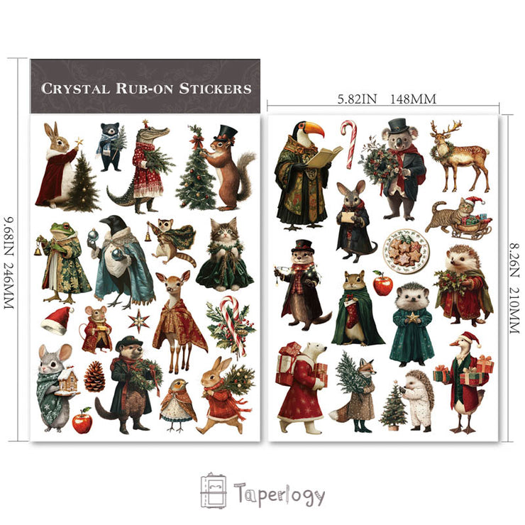 Tino Christmas Animal Party Crystal Rub-on Stickers - Taperlogy