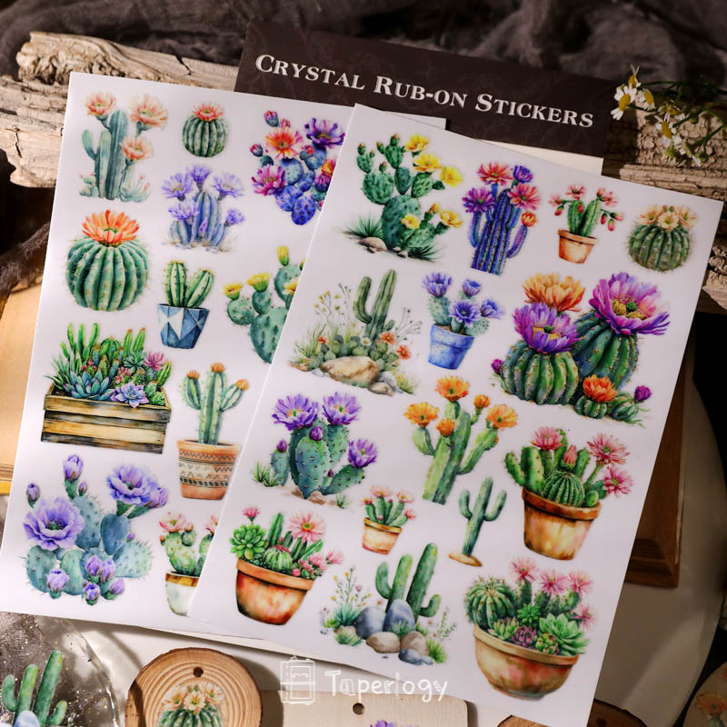 Zona Cactus Garden Crystal Rub-on Stickers - Taperlogy
