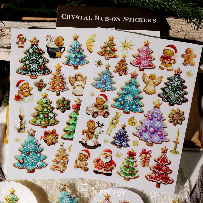 Janu Gingerbread Delights Crystal Rub-on Stickers - Taperlogy