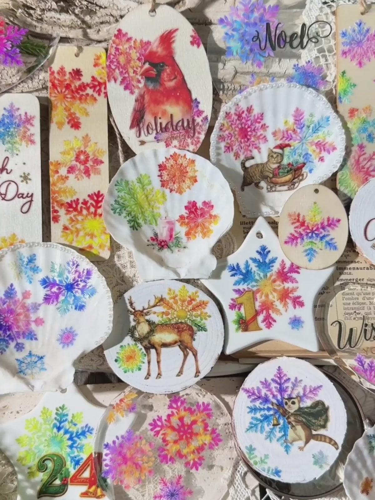 Mori Prismatic Snowflakes Crystal Rub-on Stickers - Taperlogy